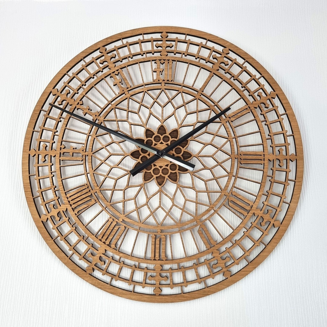 Wooden Wall Clock Big Ben Style Silent Non Ticking Roman - Etsy