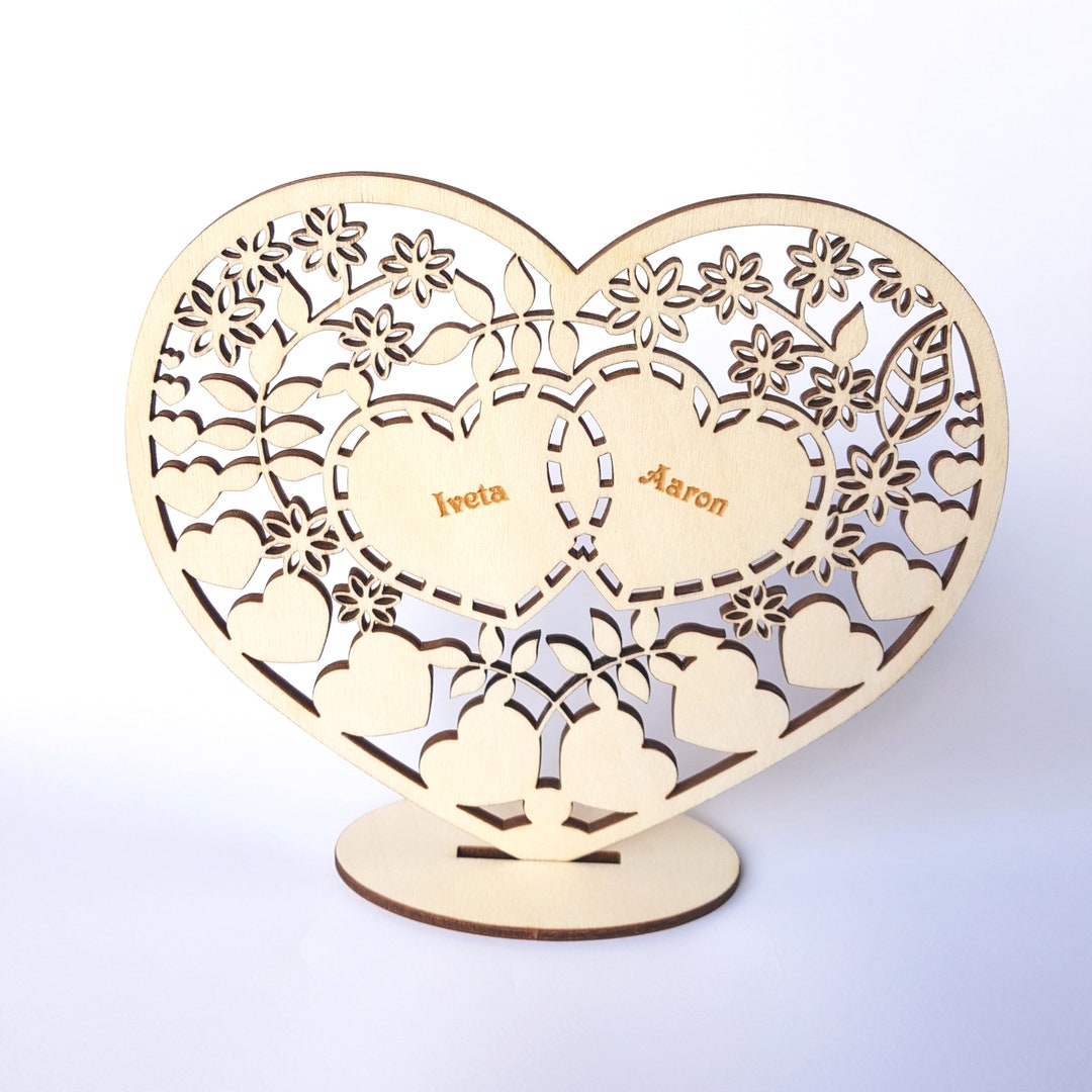 Personalised Wooden Love Heart Decoration Wedding Anniversary ...