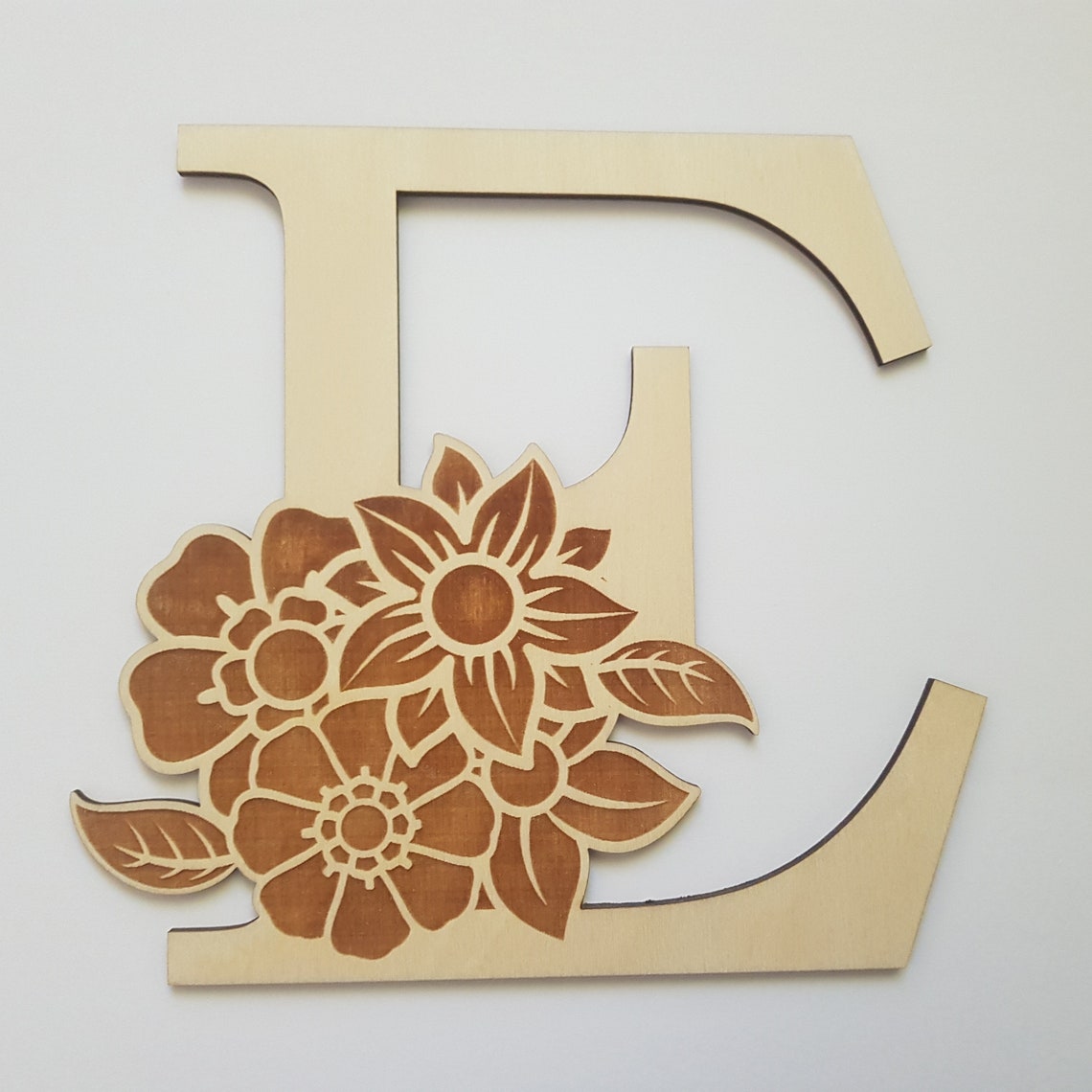 Wooden Alphabet Letters Engraved Flower Decorated Craft - Etsy UK