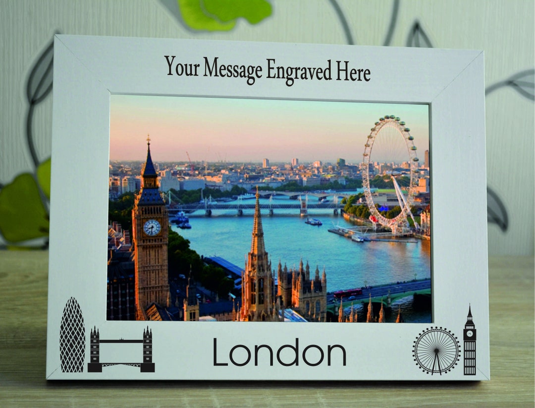 London Skyline Personalised Wooden Photo Frame New York Paris City ...