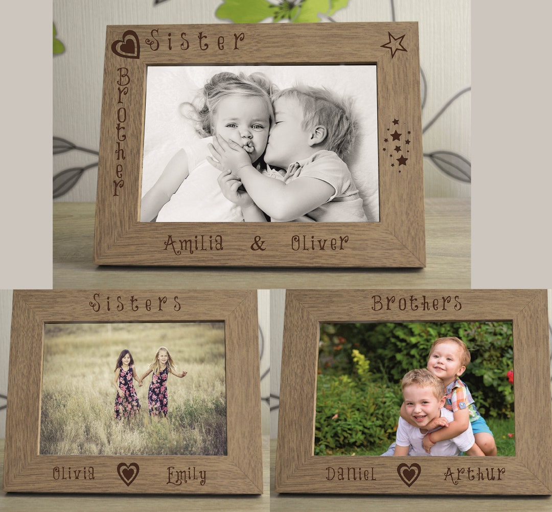 Sisters Brothers Siblings Photo Frame 6 X 4" Personalised Engraved ...