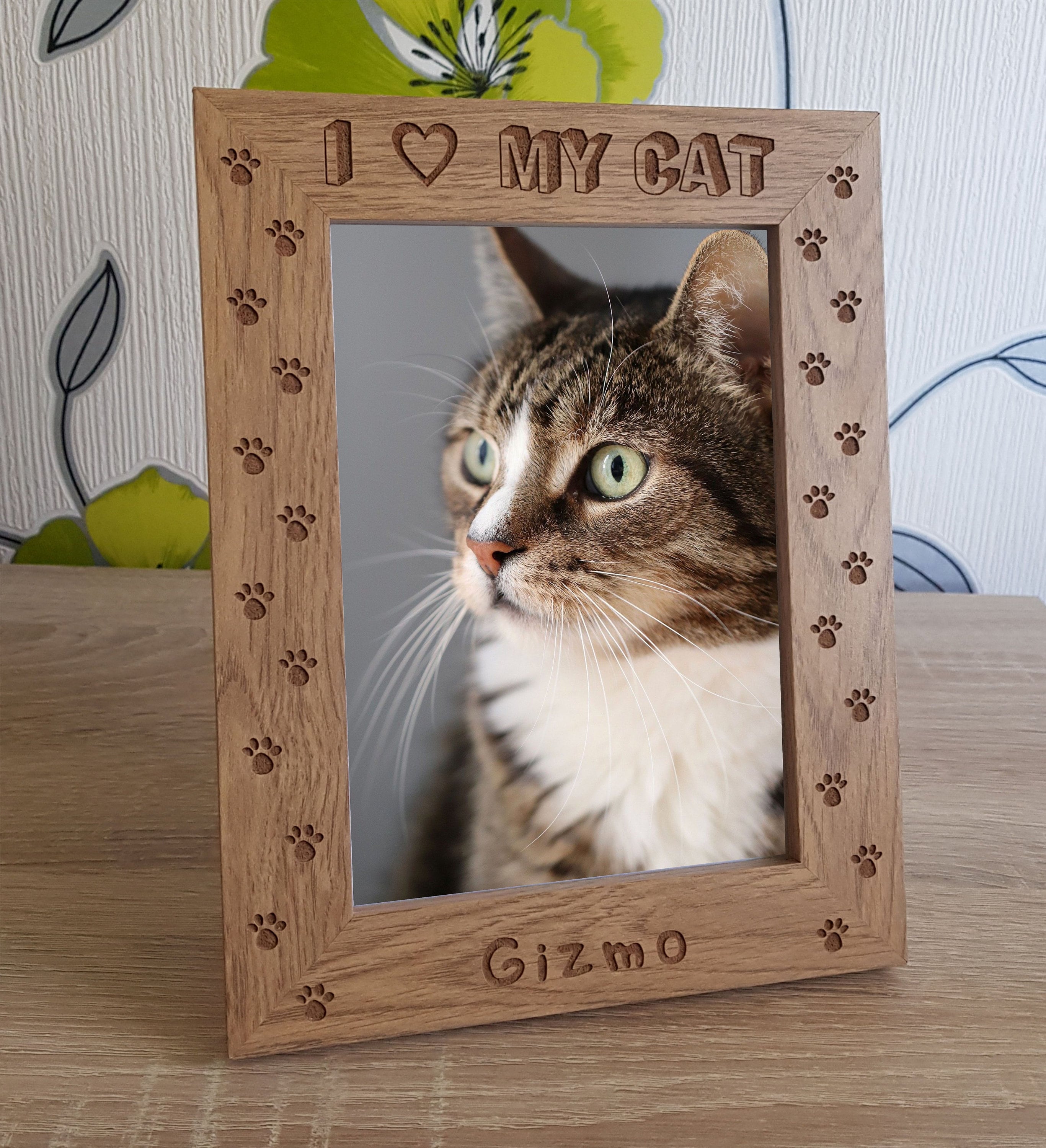 I LOVE MY CAT Personalised Engraved Wooden Photo Frame - Etsy UK