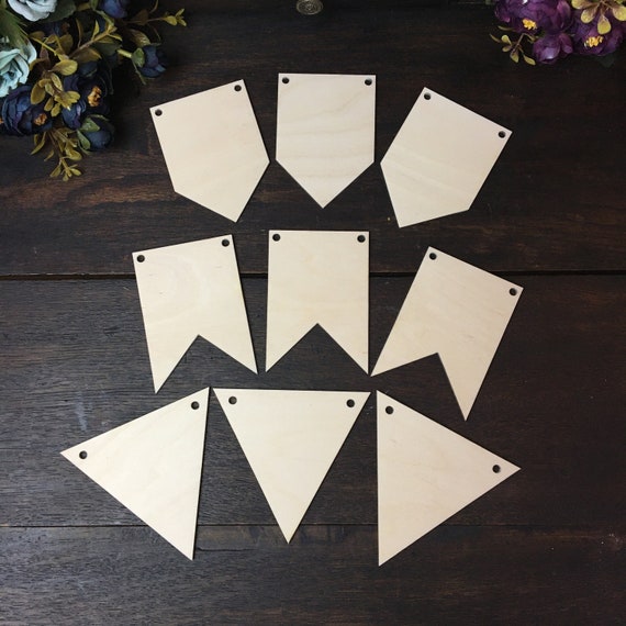 10 X Blank Wooden Bunting Shapes Garland Banner With Twine - Etsy UK