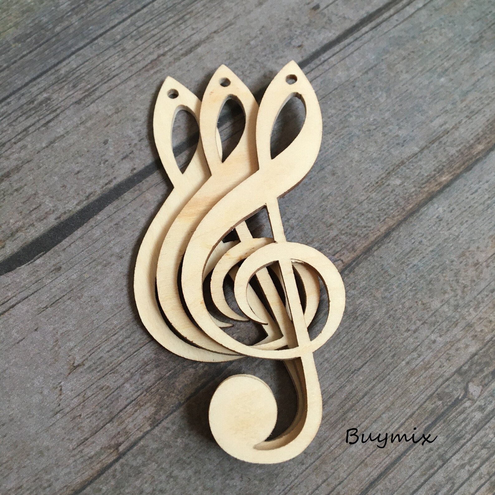 10 Cm Wooden Musical Notes Treble Clef Quaver Beam 3mm Birch | Etsy