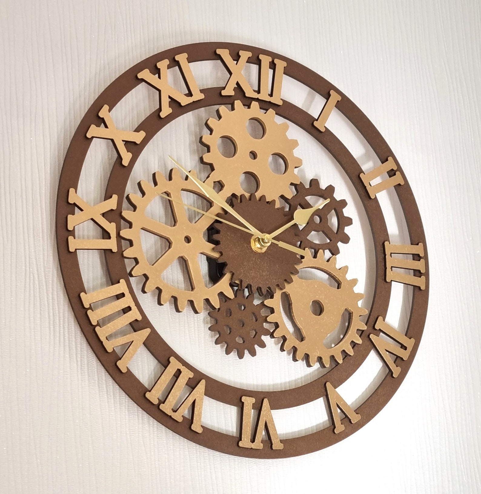 Skeleton Wall Clock Bronze Brown Metalic Black Gold Colour - Etsy UK