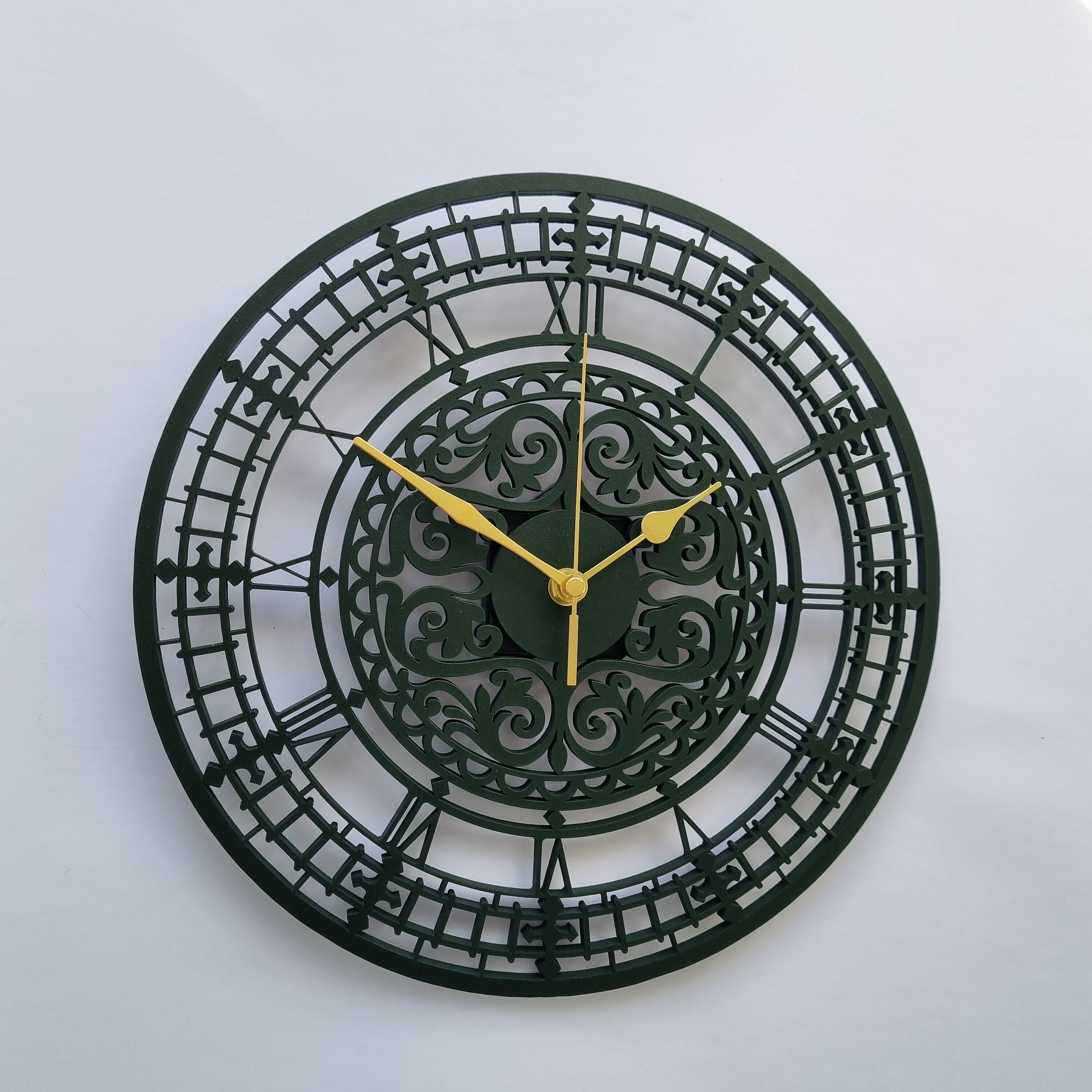 Forest Green Wall Clock Silent Non Ticking Roman Numerals 30 - Etsy UK