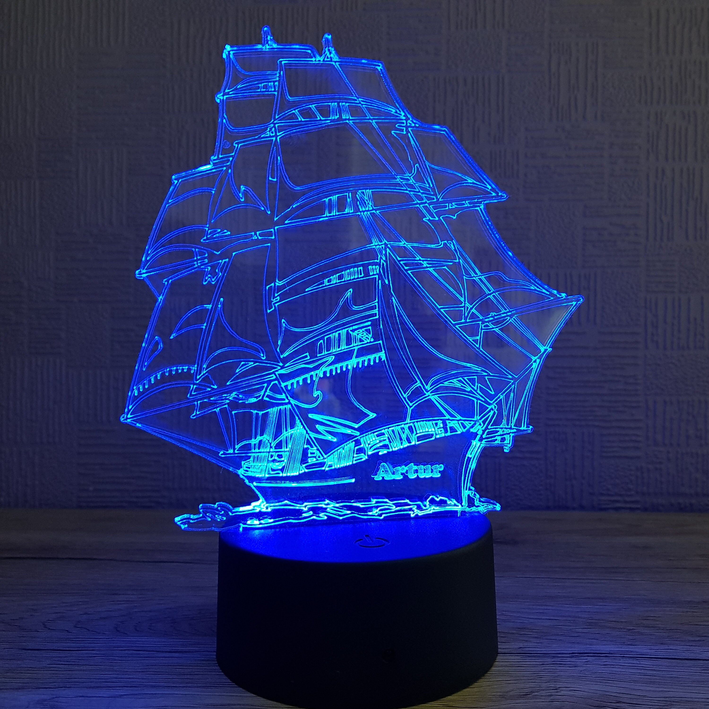 Personalised Sailing Ship Boat 3D LED Night Lamp Multi Colour | Etsy