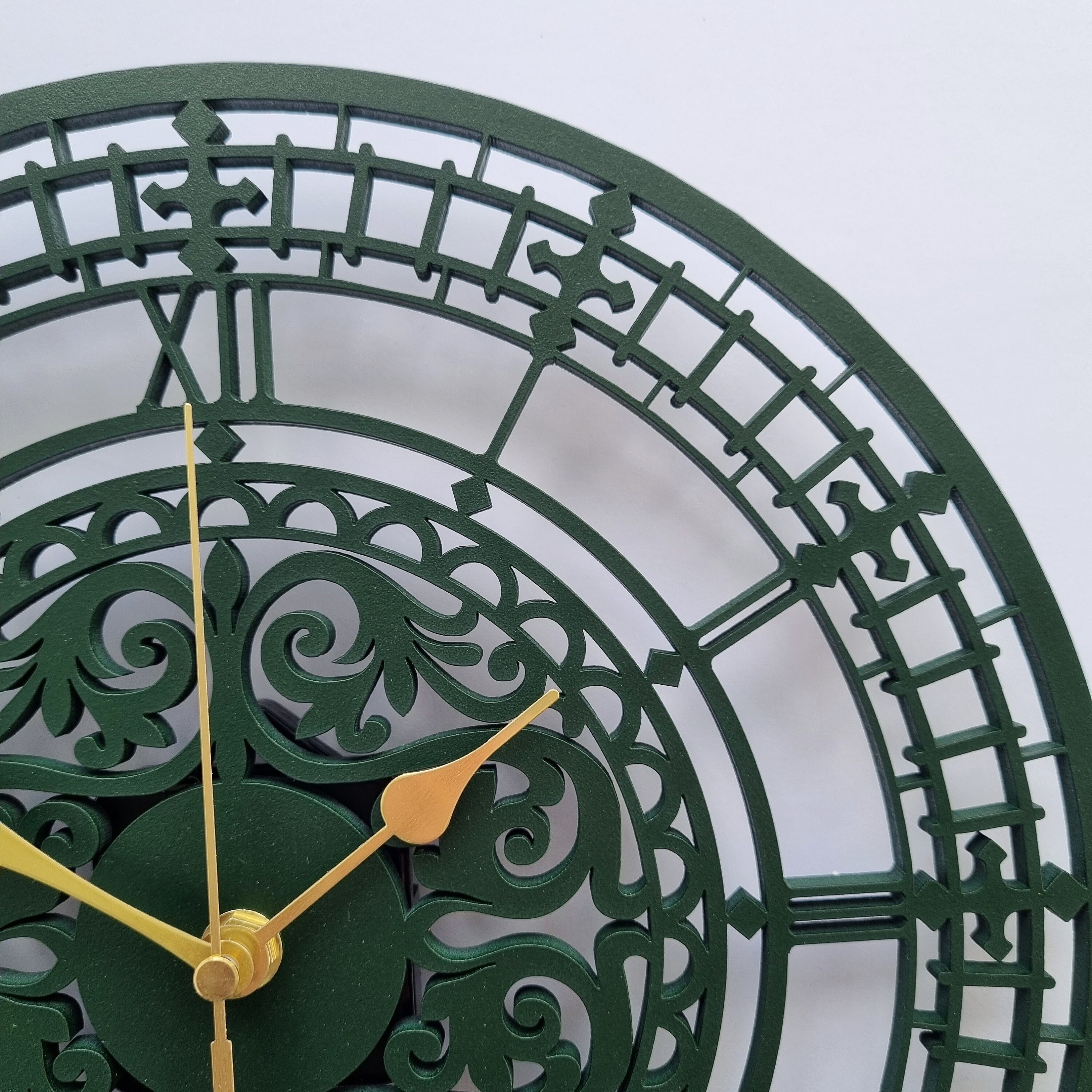 Forest Green Wall Clock Silent Non Ticking Roman Numerals 30 - Etsy UK