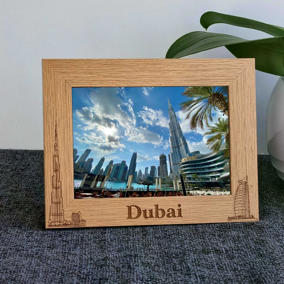 Dubai Skyline Personalised Wooden Photo Frame City Keepsake Gift Photo ...