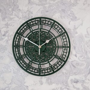 Forest Green Wall Clock Silent Non Ticking Roman Numerals 30, 40, 55 Cm ...