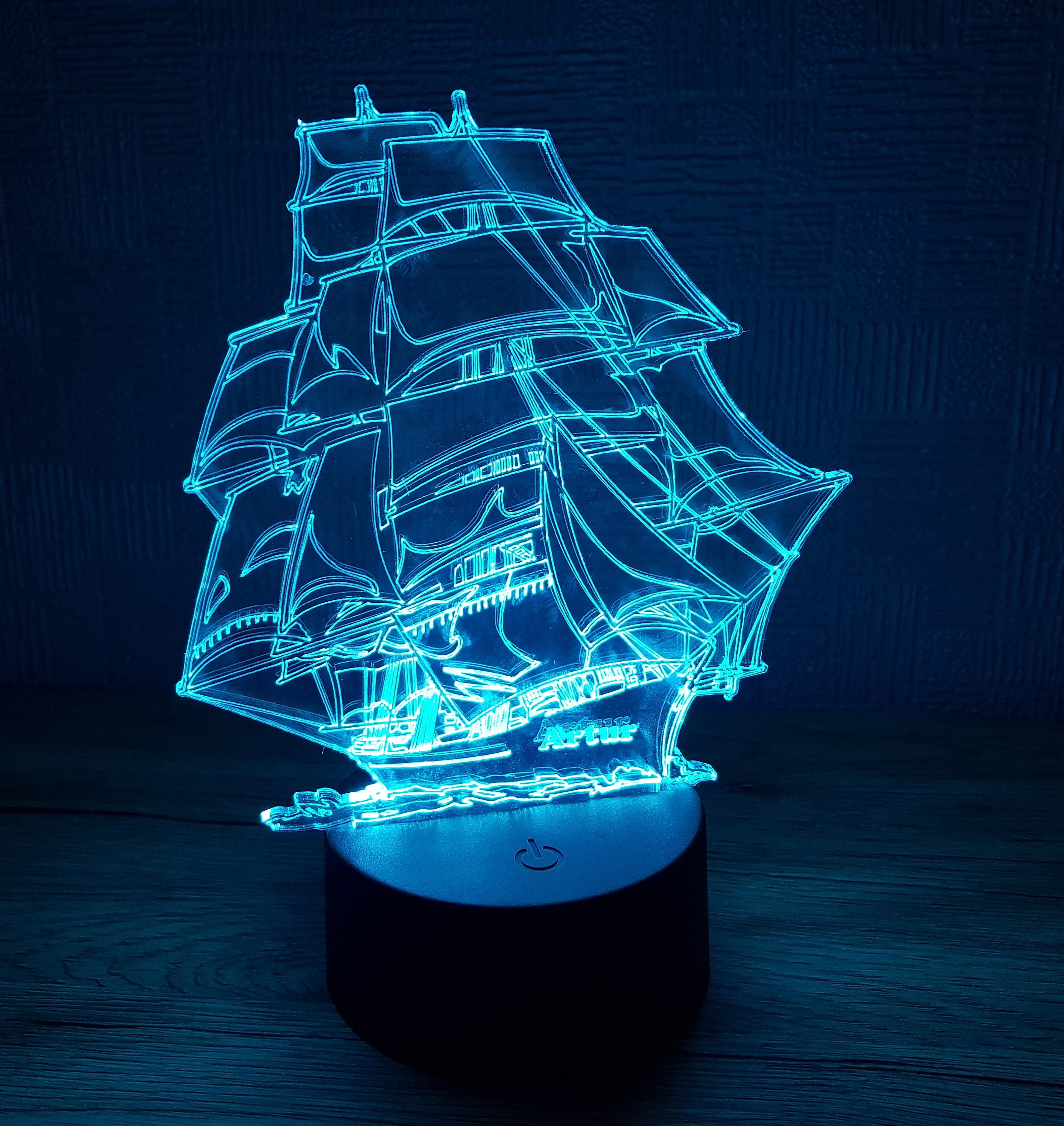 Personalised Sailing Ship Boat 3D LED Night Lamp Multi Colour | Etsy