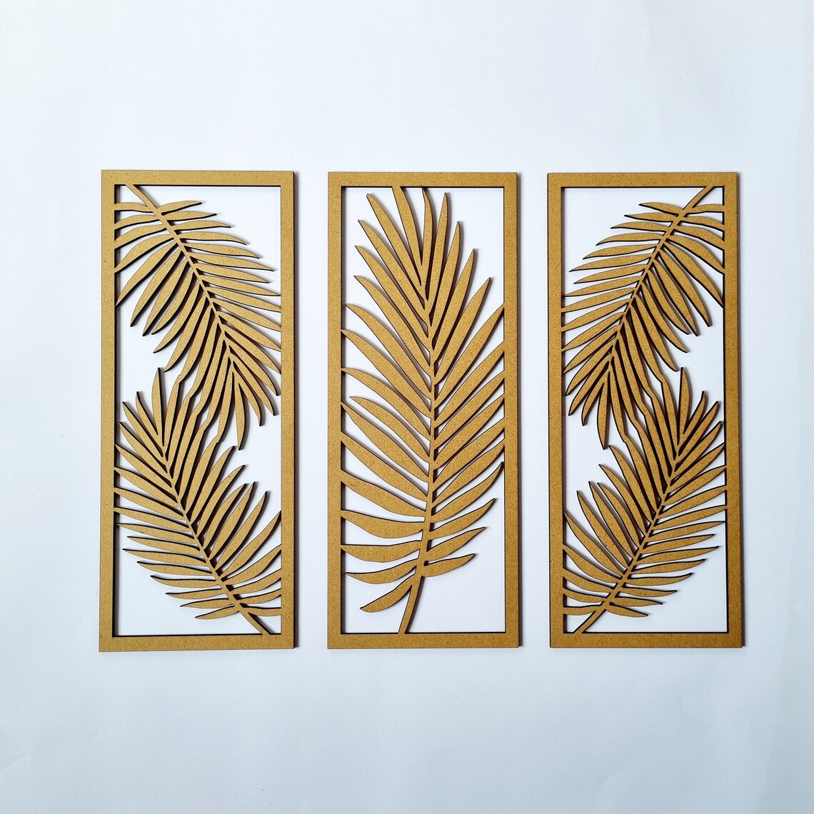 Leaf Wall Art Plaque 3 Piece Set Any Colour Palm Leaves Home Decor ...