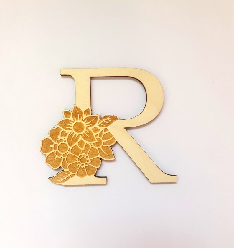 Wooden Alphabet Letters Engraved Flower Decorated Craft - Etsy UK