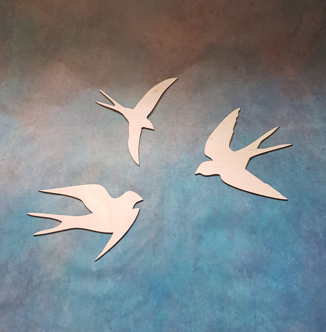 Wooden Birds Flying Swallows Plywood Blank Shapes for Crafts DIY ...