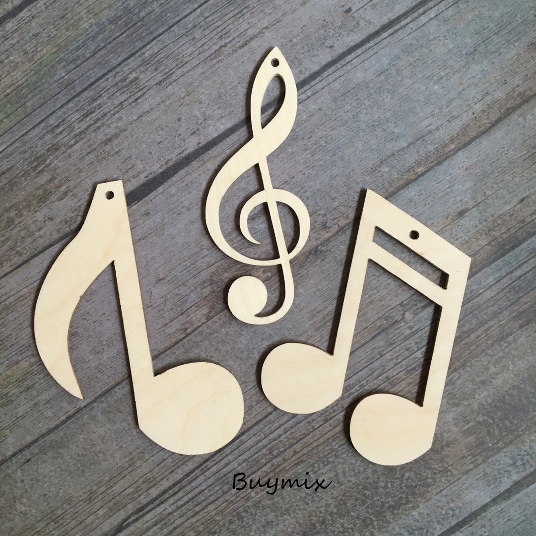 10 Cm Wooden Musical Notes Treble Clef Quaver Beam 3mm Birch Plywood ...