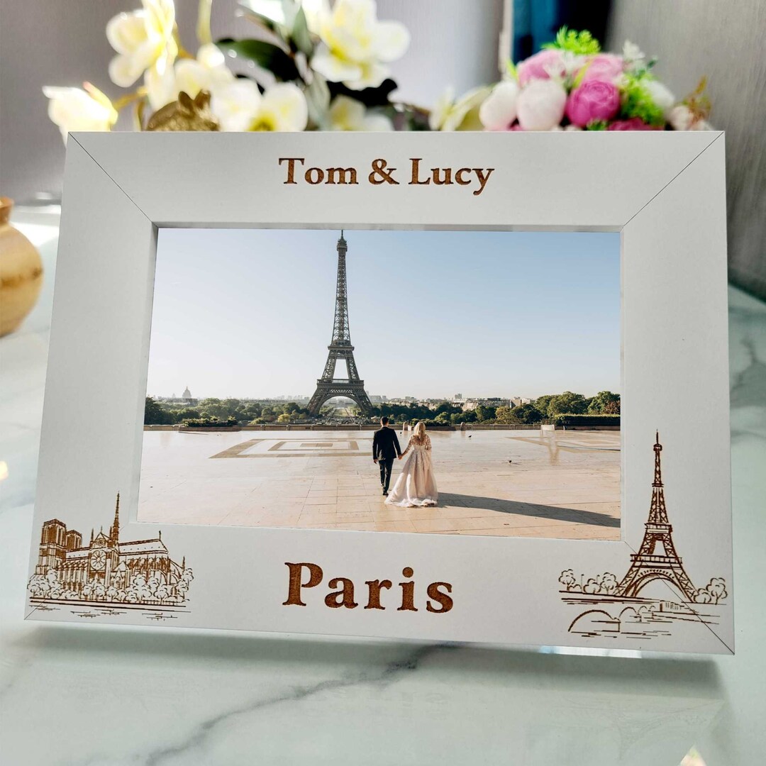 Paris Skyline Personalised Wooden Photo Frame City Break Memories ...