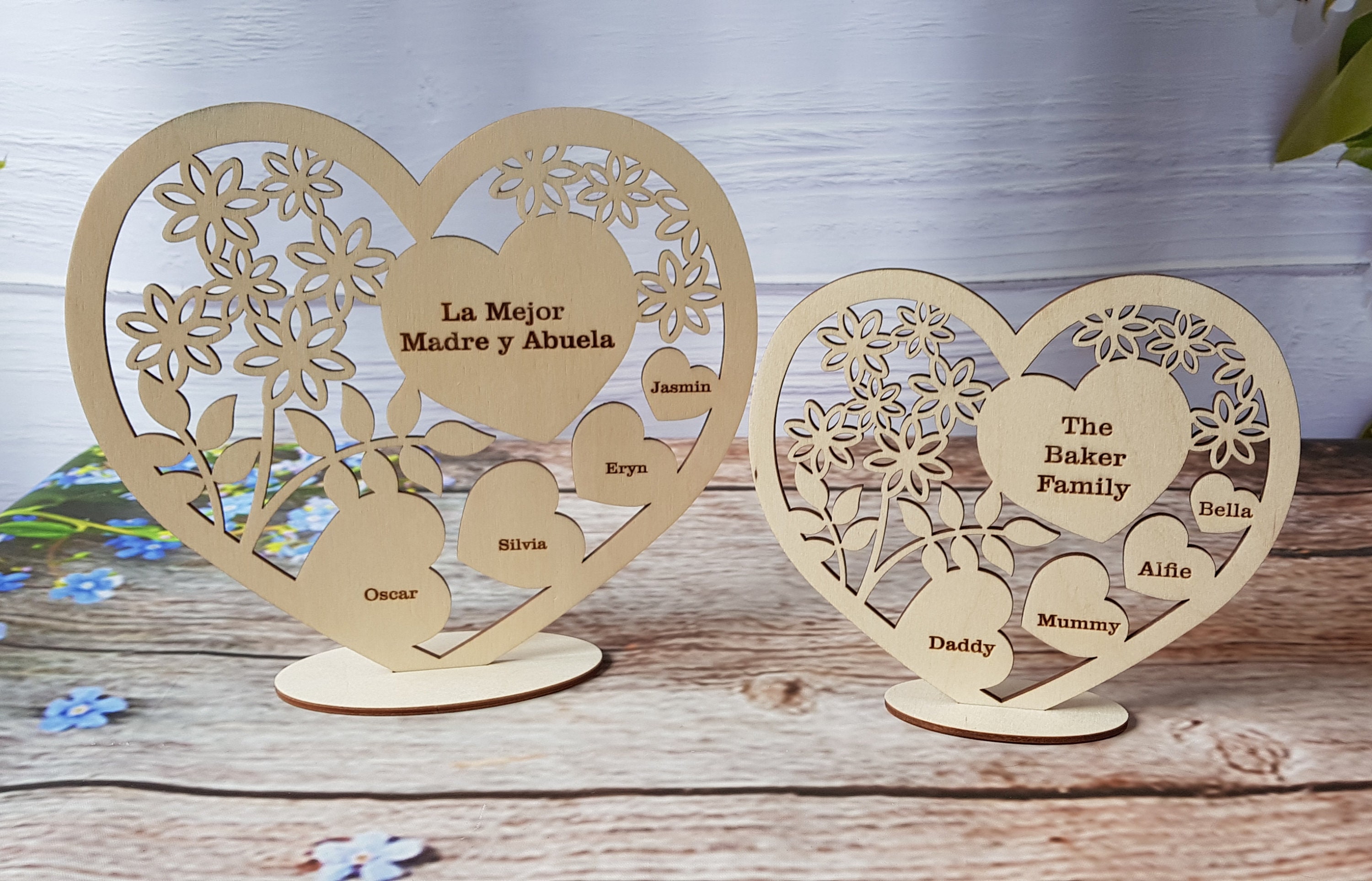 Personalised Wooden Love Heart Engraved Freestanding Gift Any | Etsy UK