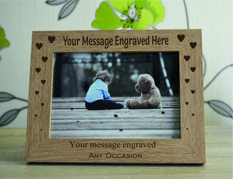 Personalised Photo Frame Any Text Engraved Wooden Picture Frame Any ...