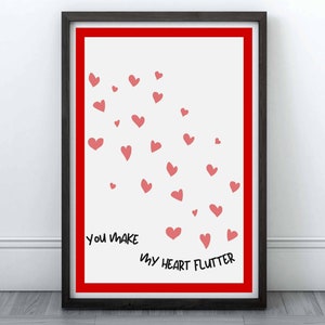 You Make My Heart Flutter Wall Art Printable Valentines Day Love Heart ...