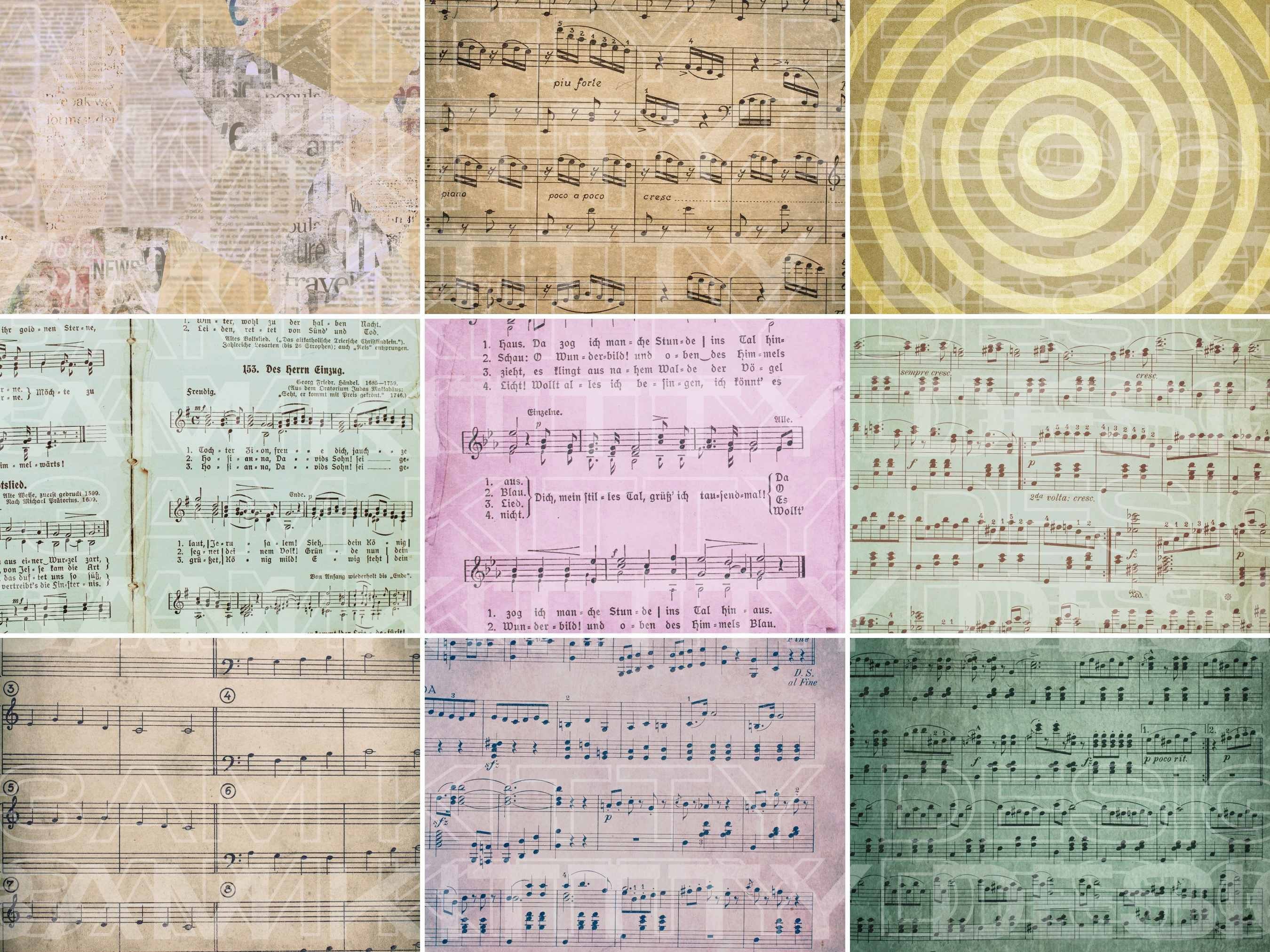 Vintage Music Papers Digital Printable Paper Pack - Scrapbook ...