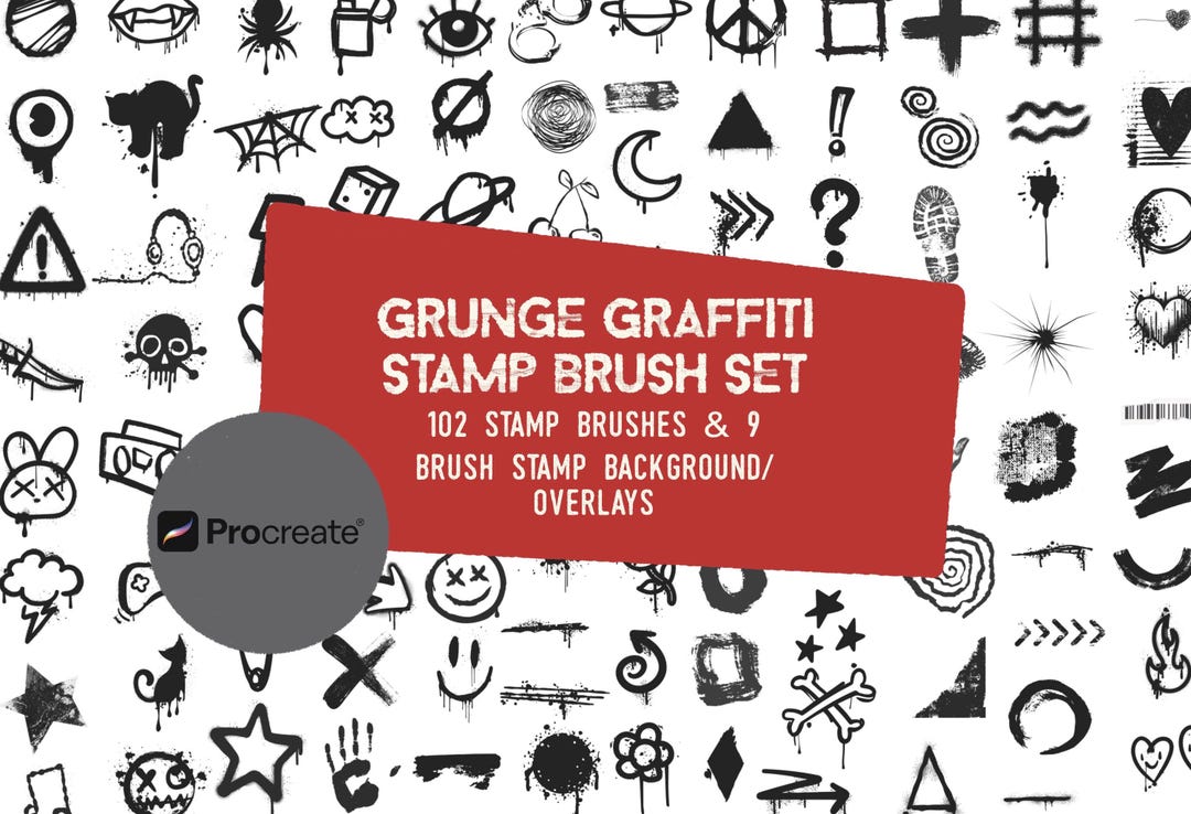Grunge Graffiti Procreate Brushes: Urban Art Texture Stamps (digital ...