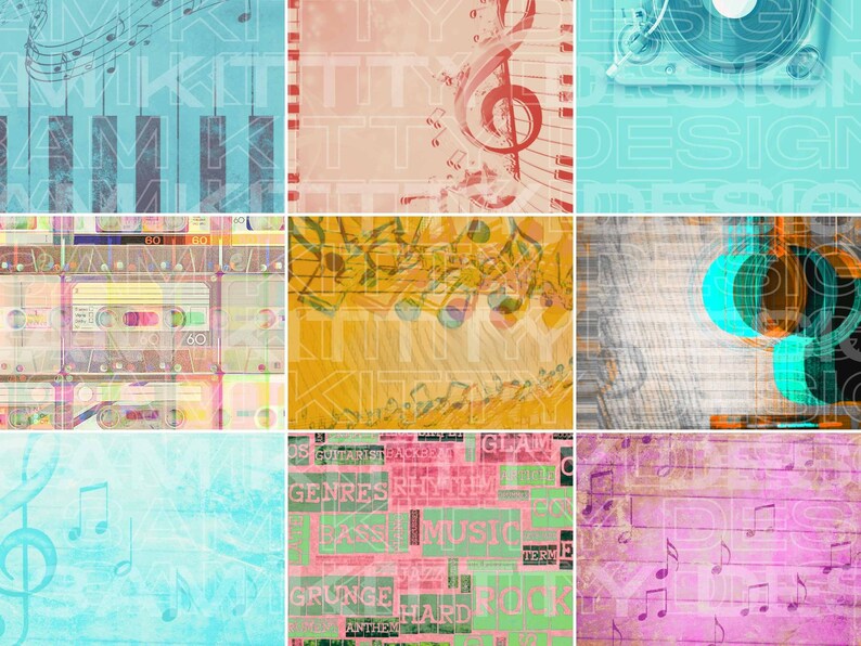 Music Pattern Digital Printable Paper Pack,scrapbook Papers Musical ...