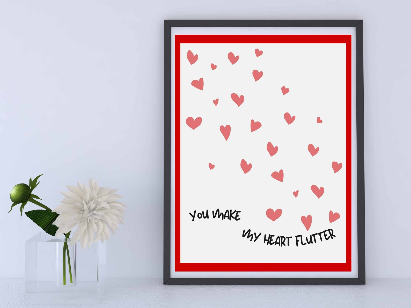 You Make My Heart Flutter Wall Art Printable Valentines Day Love Heart ...