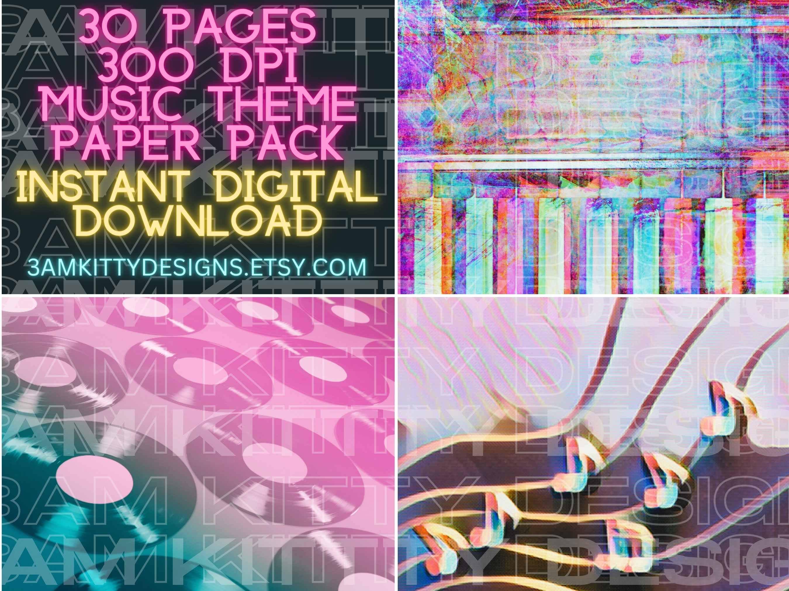 Music Pattern Digital Printable Paper Pack,scrapbook Papers Musical ...