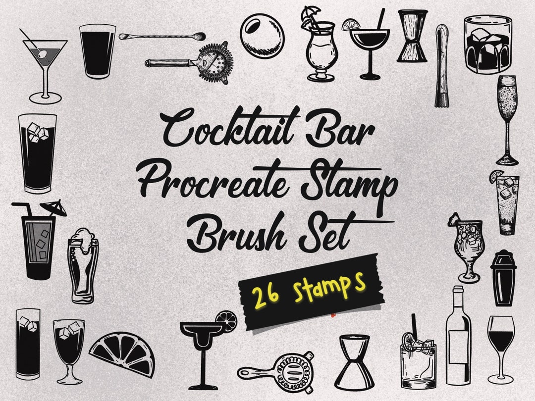 Procreate Stamp Brush Set - 26 Cocktail & Alcoholic Drink Stamps for ...
