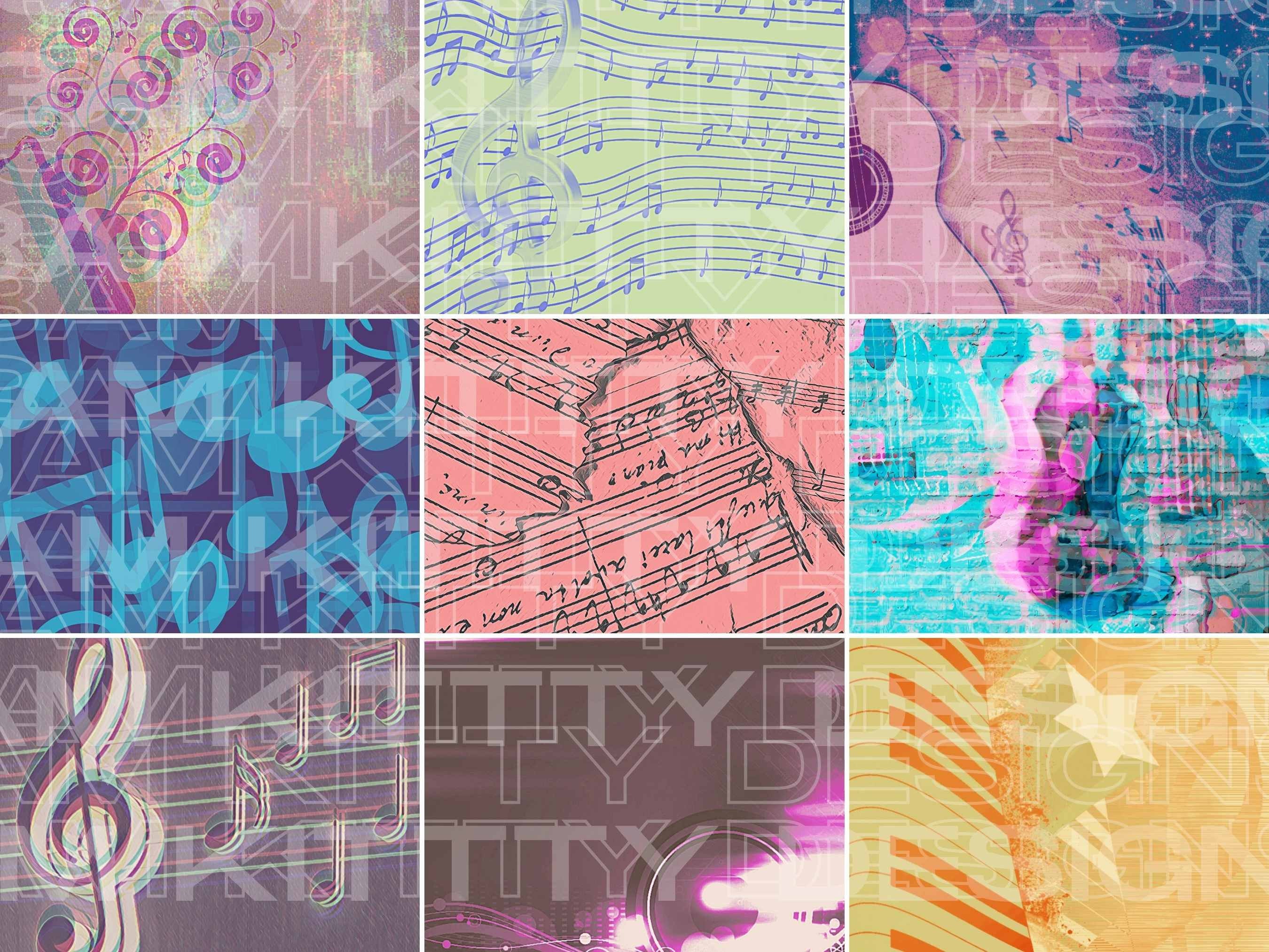 Music Pattern Digital Printable Paper Pack,scrapbook Papers Musical ...