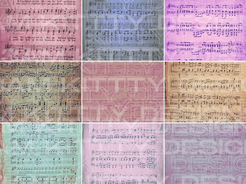 Vintage Music Papers Digital Printable Paper Pack - Scrapbook ...