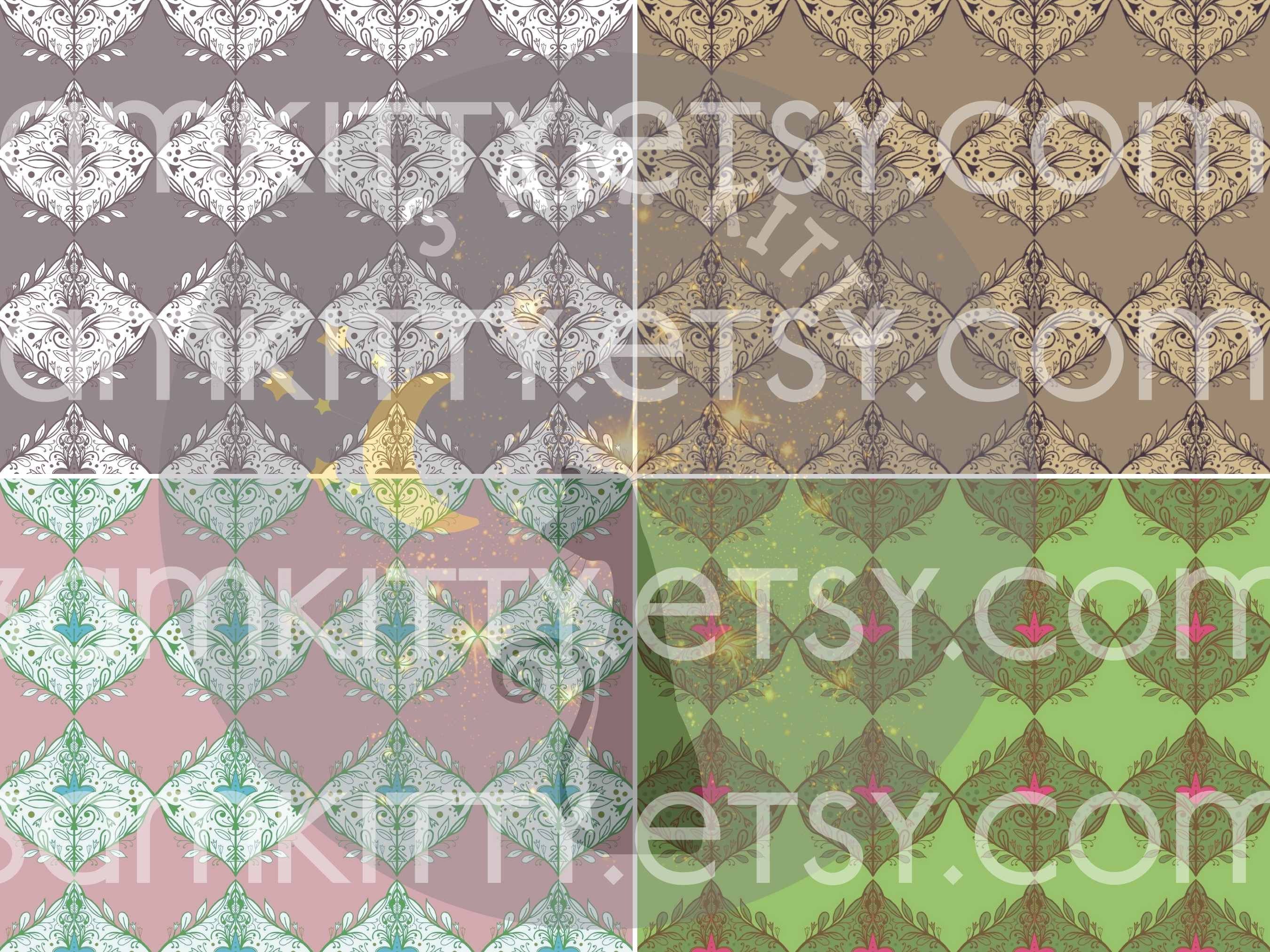 Vintage Pattern Digital Printable Paper Pack,scrapbook Papers Ornate ...