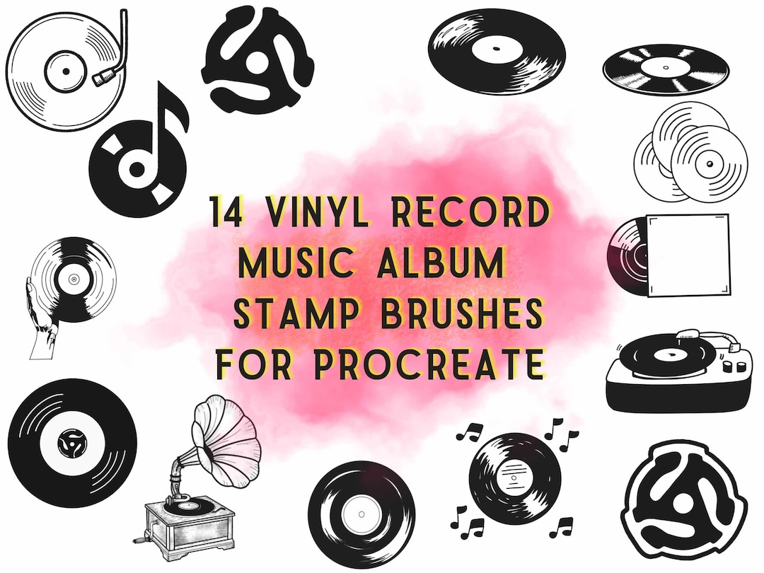 Vinyl Record Procreate Stamps: Retro Music Brushes (digital Download ...