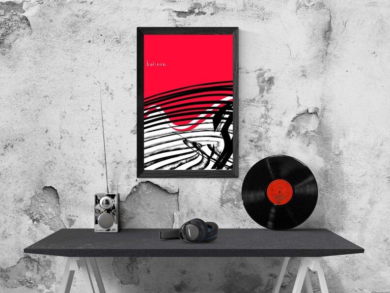 Believe. Wall Art Poster by Kyoko Cole. Abstract Motivational Saying ...