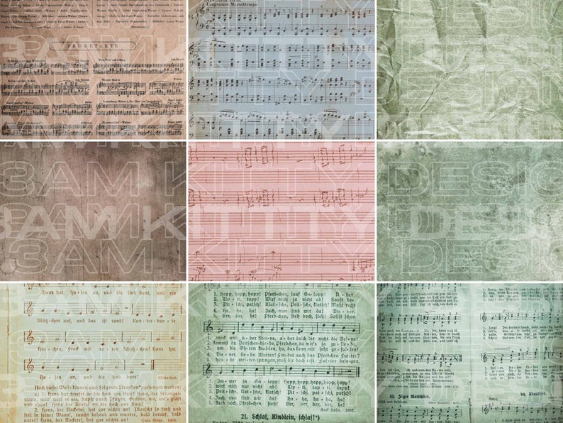 Vintage Music Papers Digital Printable Paper Pack - Scrapbook ...