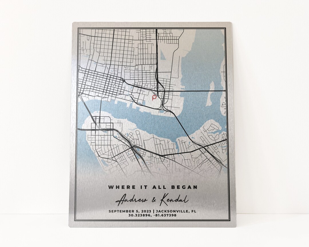 Custom Where We Met Map, Dating Anniversary Gift, Aluminum Print - Etsy