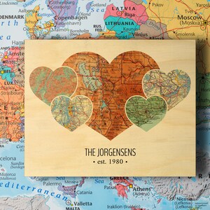 Personalized Long Distance Family Maps on Wood: 3-5 Locations - Etsy