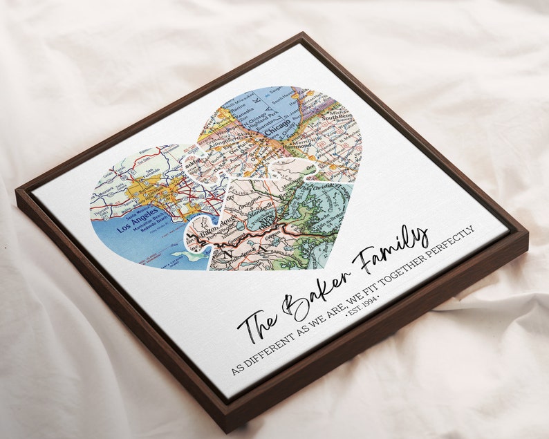 Personalized Long Distance Family Map on Premium Canvas - Etsy