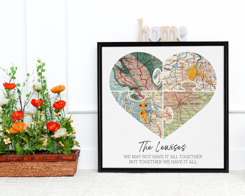 Personalized Long Distance Family Map on Premium Canvas - Etsy