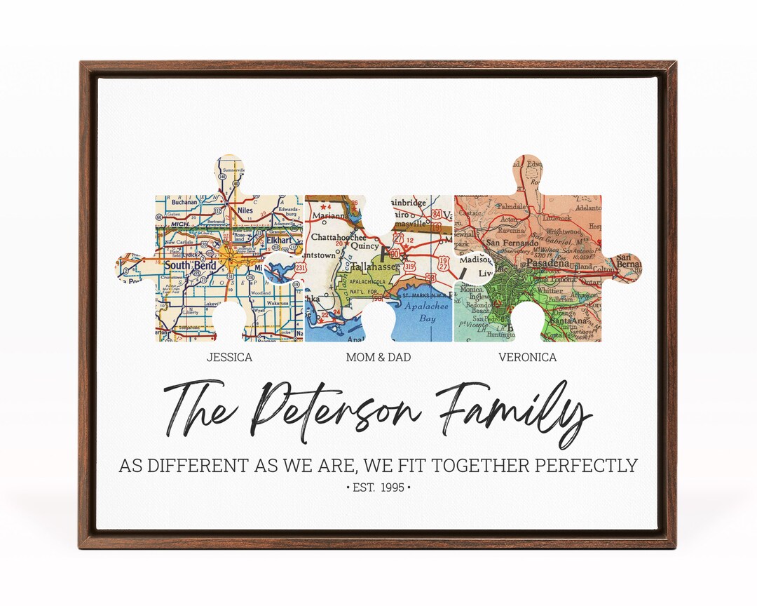 Personalized Family Puzzle Map Canvas Print Christmas Gift - Etsy UK