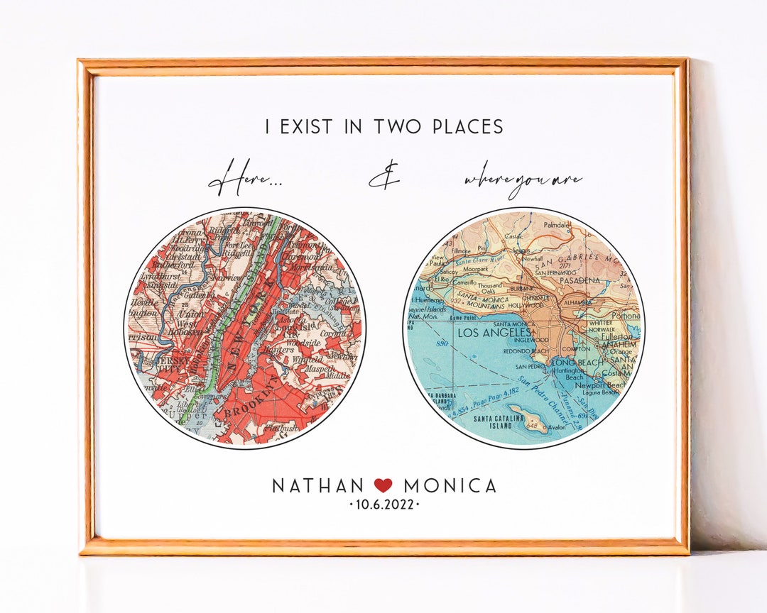 Personalized Long Distance Map Art: Custom Boyfriend Gift - Etsy