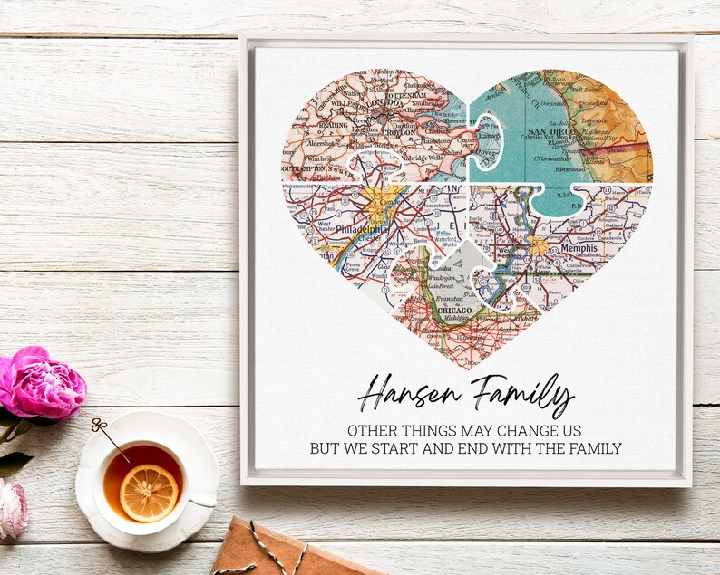 Personalized Long Distance Family Map on Premium Canvas - Etsy