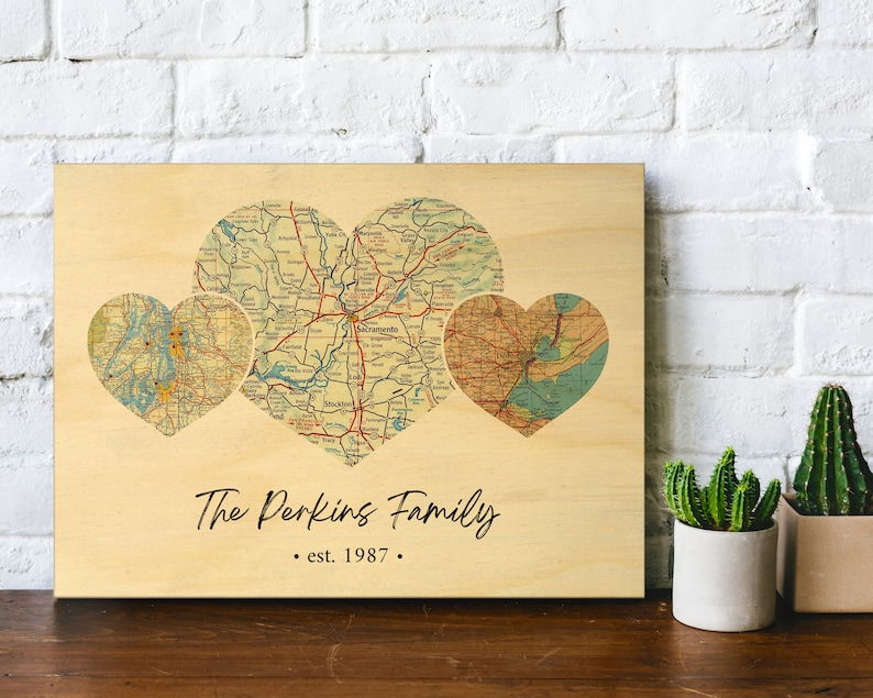 Personalized Long Distance Family Maps on Wood: 3-5 Locations - Etsy