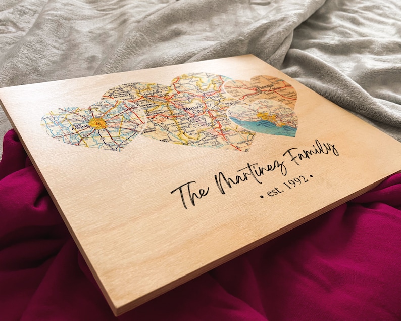 Personalized Long Distance Family Maps on Wood: 3-5 Locations - Etsy