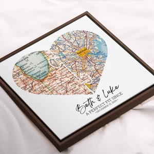Personalized Long Distance Relationship Gift, Heart Map on Canvas ...