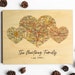 Personalized Long Distance Family Maps on Wood: 3-5 Locations, Custom ...