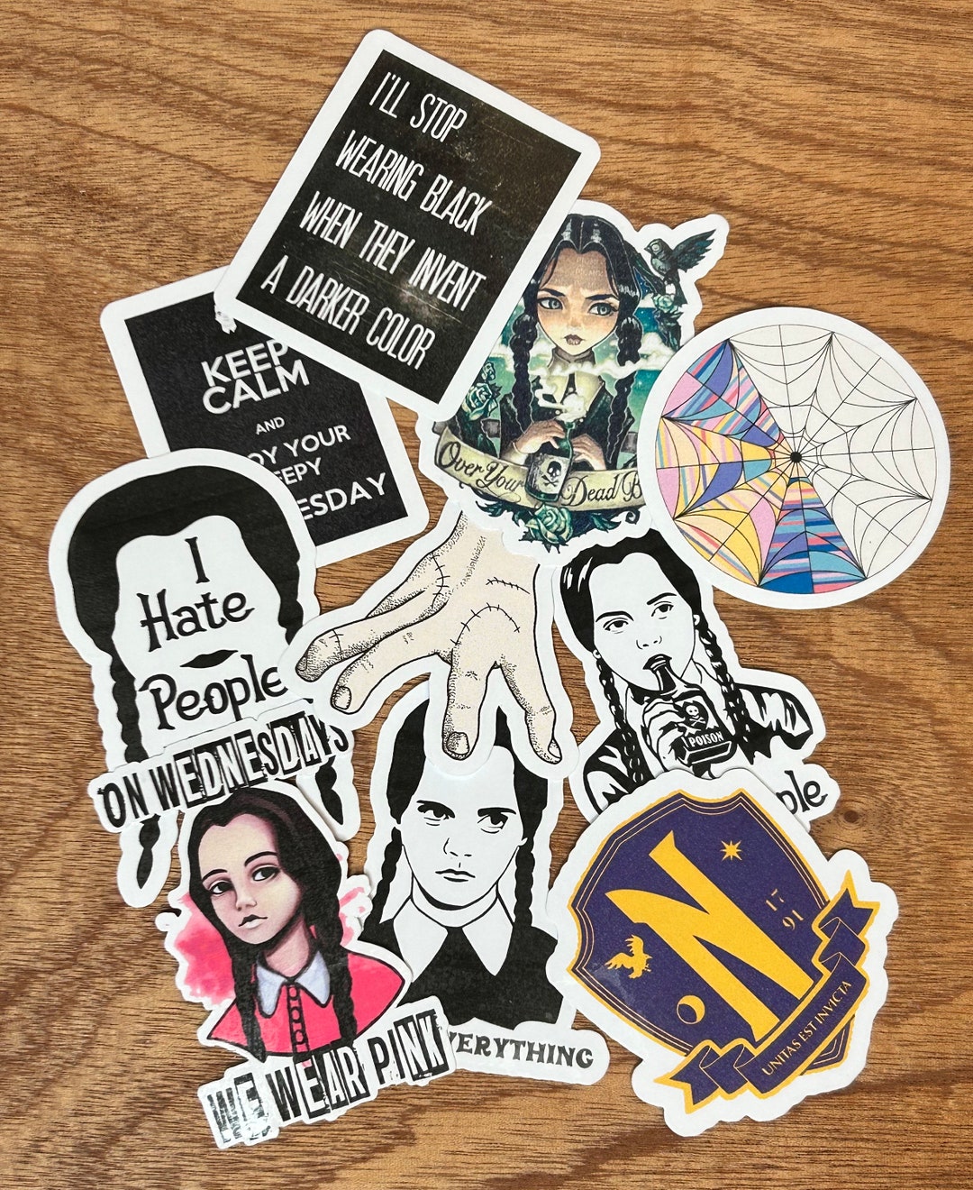 Wednesday Addams Stickers, 10 Pc. Addams Family Stickers, Waterproof ...