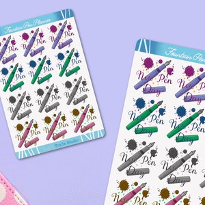 New Pen Day - Fountain Pen Sticker Sheet - 2 Sizes Available - Etsy