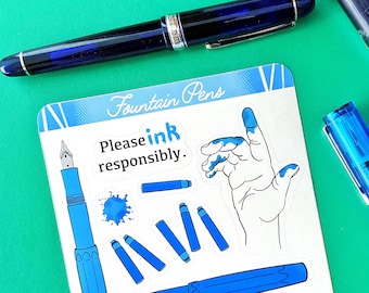 Fountain Pen Sticker Sheet 5 Colors Available - Etsy