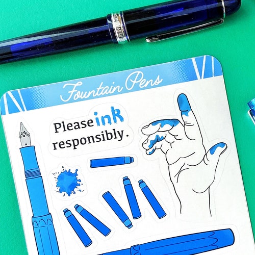 Fountain Pen Sticker Sheet 2 Sizes Available - Etsy